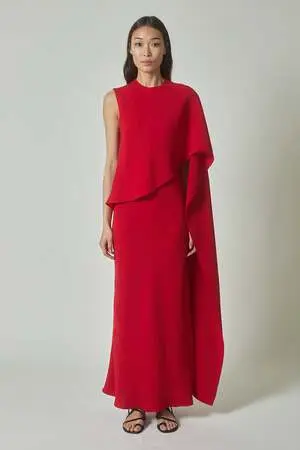HEIRLOME Clementine Midi Dress With Asymmetrical Cape