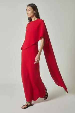 HEIRLOME Clementine Midi Dress With Asymmetrical Cape