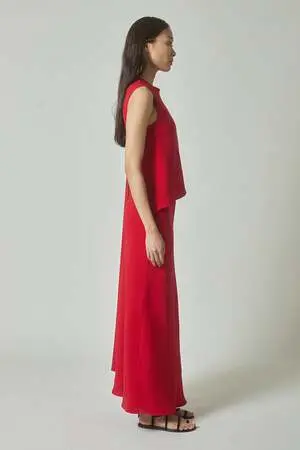 HEIRLOME Clementine Midi Dress With Asymmetrical Cape