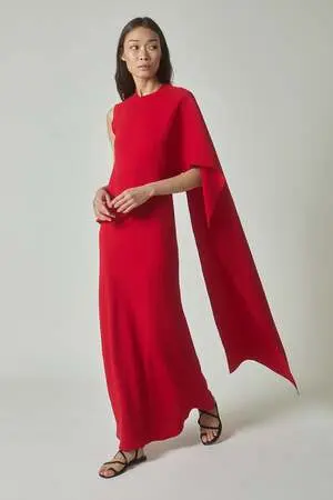 HEIRLOME Clementine Midi Dress With Asymmetrical Cape