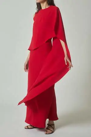 HEIRLOME Clementine Midi Dress With Asymmetrical Cape