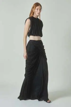 HEIRLOME Effie Cropped Silk Jersey Top - Black