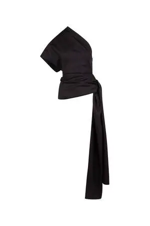 HEIRLOME Marianne One-shoulder Silk Twill Top With Sash