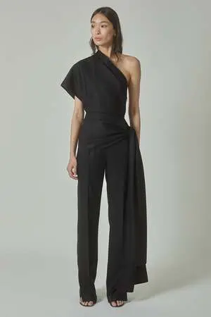 HEIRLOME Marianne One-shoulder Silk Twill Top With Sash