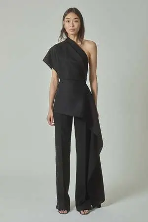 HEIRLOME Marianne One-shoulder Silk Twill Top With Sash