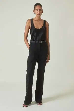 HEIRLOME Bias-cut Silk Satin Scoop Neck Tank Top - Black
