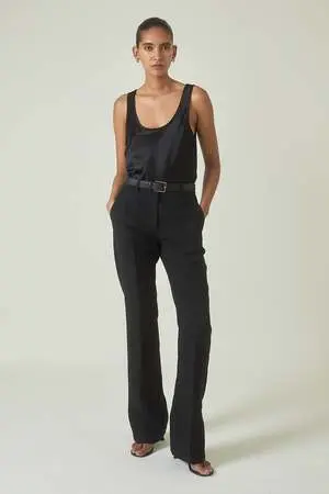 HEIRLOME Bias-cut Silk Satin Scoop Neck Tank Top - Black