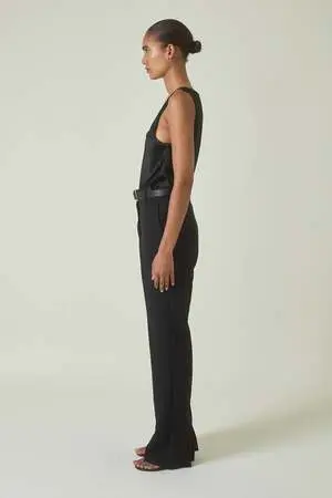 HEIRLOME Bias-cut Silk Satin Scoop Neck Tank Top - Black