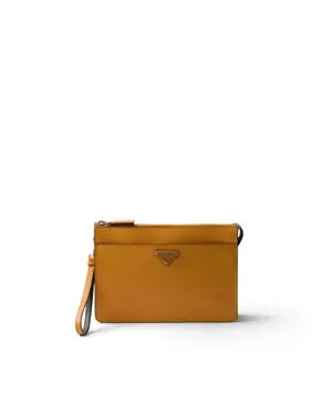 Prada Saffiano Leather Pouch - Orange