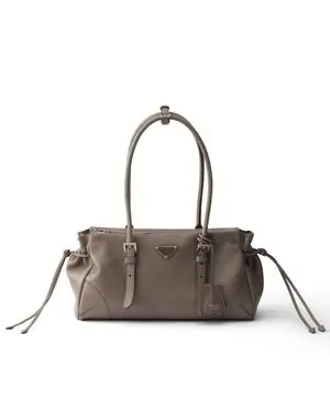 Prada Bonnie Medium Antiqued Leather Tote Bag - Grey