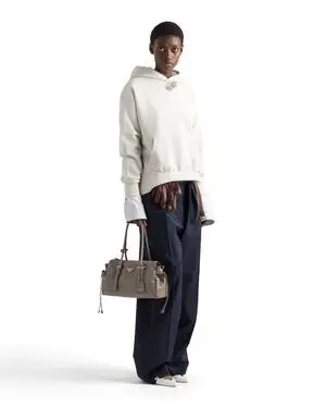 Prada Bonnie Medium Antiqued Leather Tote Bag - Grey
