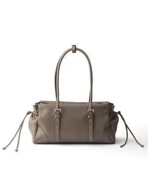 Prada Bonnie Medium Antiqued Leather Tote Bag - Grey