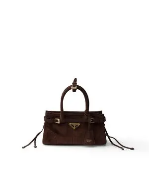 Prada Bonnie Suede Mini Handbag - Brown