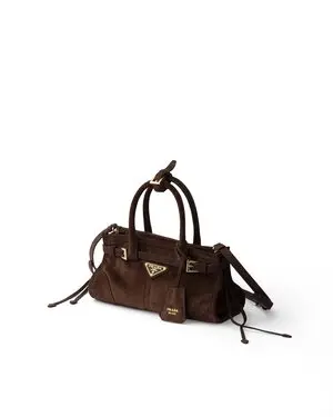 Prada Bonnie Suede Mini Handbag - Brown