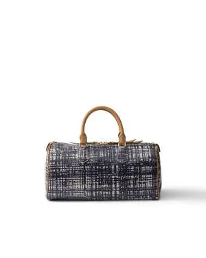 Prada Medium Linen Blend And Leather Top-handle Bag