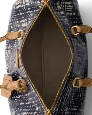 Prada Medium Linen Blend And Leather Top-handle Bag