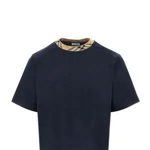 Burberry Cotton T-hirt With Check Crewneck