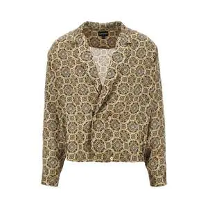 Emporio Armani Printed Satin Double-breasted Shirt
