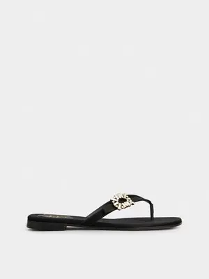 ROGER VIVIER Thong Mules In Satin - Black