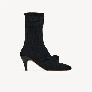 Chloé Suzie Ribbed Merino Wool Sock Boots With Knot Detailing