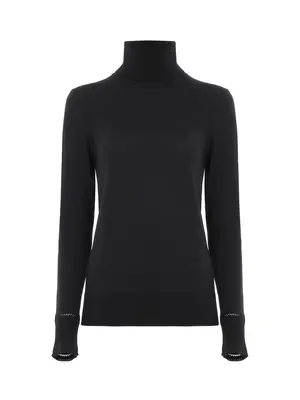 CHLOÉ Chloé Fitted Wool Knit Turtleneck With Embellished Cuffs