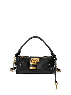 Chloé Small Paddington Bag With Strap In Grained Leather - Black