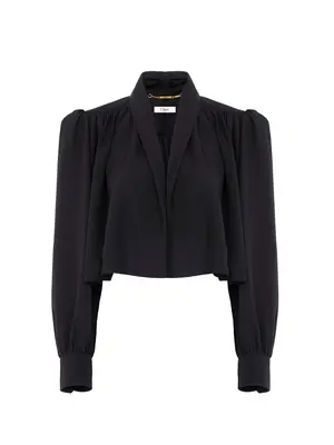 Chloé Gathered Cropped Jacket In Washed Faille - Black