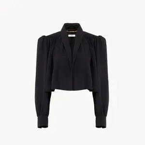 Chloé Gathered Cropped Jacket In Washed Faille - Black