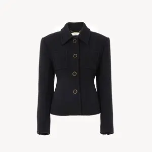 Chloé Fitted Tailored Jacket In Wool Boucl - Black