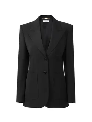 Chloé Single-breasted Tailored Jacket In Wool Grain De Poudre - Black