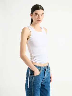 Balmain Draped Ribbed Tank Top