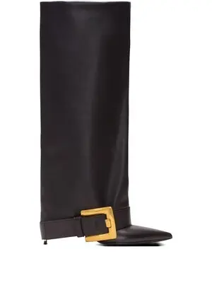 Balmain Stivale Alto Pelle - Black