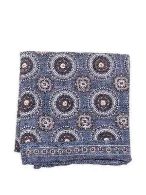 Brunello Cucinelli Sciarpa In Seta "pocket Square - Blue