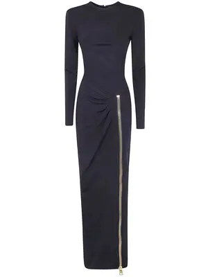 Balmain Long Sleeve Zipped Compact Jersey Dress
