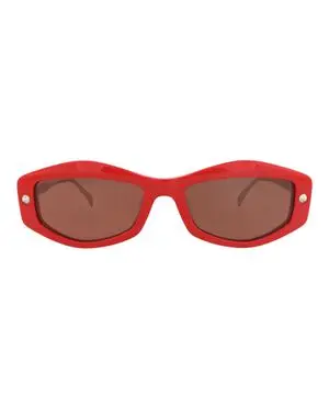 Alexander McQueen Squareframe Recycled Acetate Sunglasses Red Silver Brown - Multicolor