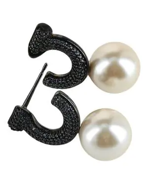 FERRAGAMO Blue Gancini Faux Pearl Stud Earrings - Multicolor