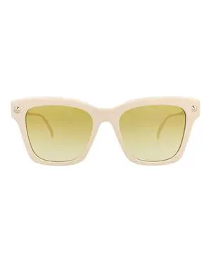 Alexander McQueen Squareframe Recycled Acetate Sunglasses Ivory Gold Yellow - Multicolor
