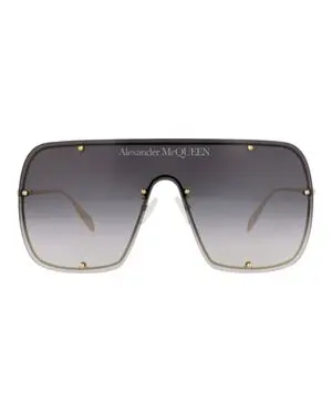 Alexander McQueen Shieldframe Metal Sunglasses Gold Gold Grey - Multicolor