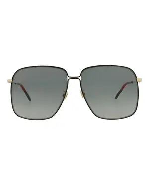 Gucci Squareframe Metal Sunglasses Gold Gold Grey - Multicolor
