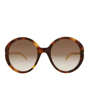 Gucci Roundacetate Frame Sunglasses Havana Gold Brown - Multicolor