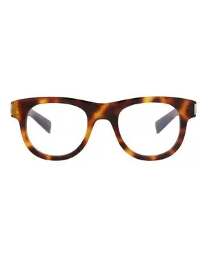 Saint Laurent Roundframe Recycled Acetate Optical Frames Havana Havana Transparent - Multicolor