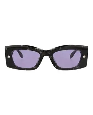Alexander McQueen Squareframe Recycled Acetate Sunglasses Havana Havana Violet - Multicolor