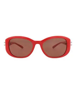 Alexander McQueen Roundframe Recycled Acetate Sunglasses Red Red Brown - Multicolor