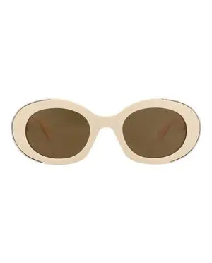 Alexander McQueen Roundframe Recycled Acetate Sunglasses Ivory Ivory Brown - Multicolor