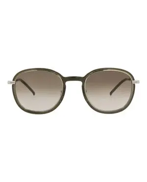 Saint Laurent Roundframe Injection Sunglasses Green Silver Brown - Multicolor