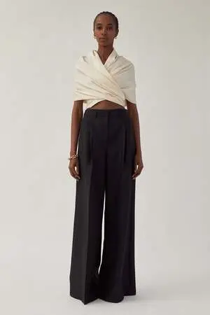HEIRLOME Laurence Wide-leg Pleat Tailored Trousers - Black