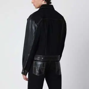 Versace Denim And Leather Bomber Jacket