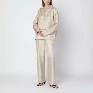TOTEME Monogram Silk Pajama Trousers - White