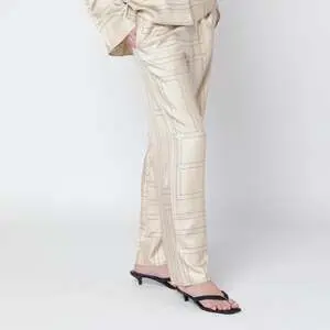 TOTEME Monogram Silk Pajama Trousers - White
