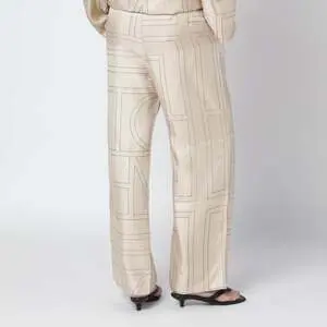 TOTEME Monogram Silk Pajama Trousers - White